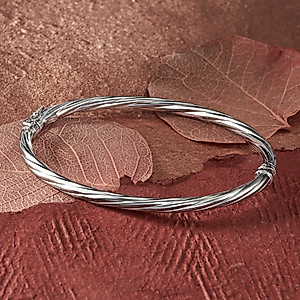 Ross-Simons Italian 4mm Sterling Silver Twisted Bangle Bracelet. 8 inches