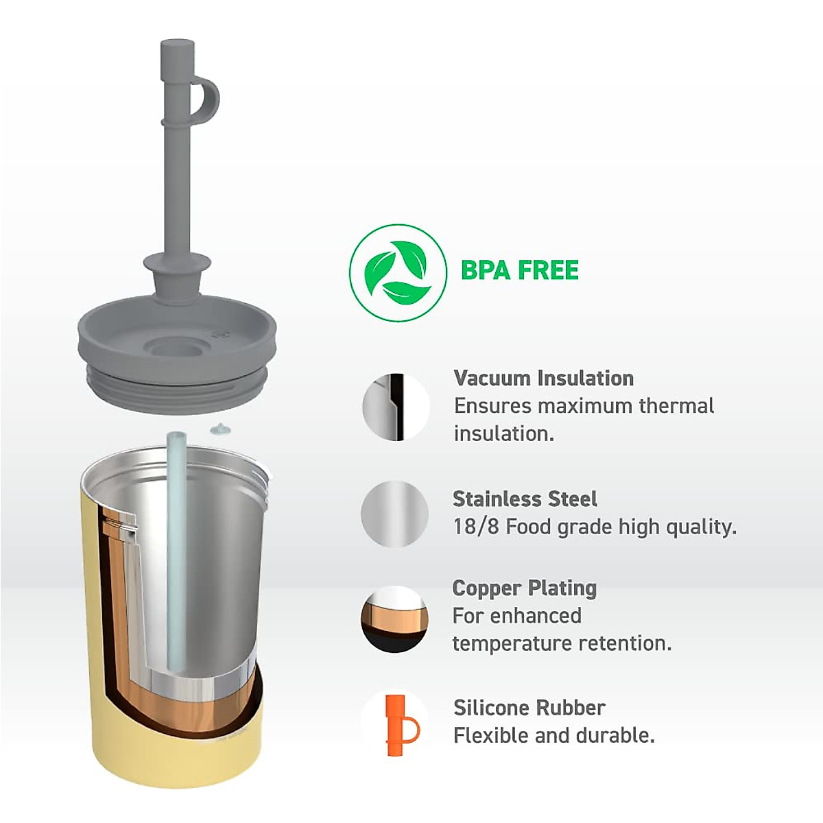 asobu Stainless Steel Kids Tumbler with Flexible Straw Lid | Insulated Water Bottle | Reusable Travel Cup 12 Ounce (Yellow)