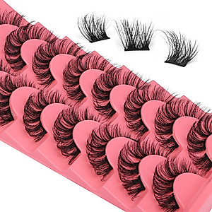 Cluster Lashes Natural Look Wispy Cat Eye Lashes Extensions Fluffy False Eyelashes Individual Lashes Strips DIY Lashes Pack Natural Lashes Clusters 8 Pairs by Newcally