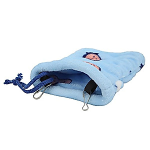 Hamster Sleeping Pouch, Flannel Warm Hamster Sleeping Bag Soft Hideout Small Pet Hanging Nest Bed with Hooks for Hamster Rat Gliders Small Pets