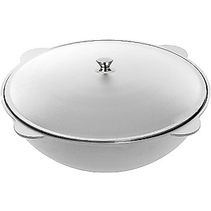 Cast Aluminum Asian Cauldron (Kazan) with Lid, Aluminum Kazan, Dutch Oven Pot, Camping Cookware Kitchen Pot, Oven Safe Aluminum Caldero, Gray (15 L)