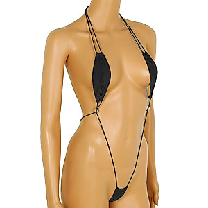 FGHSFRT Micro Sling Bikini Extreme Slingshot Sexy Slutty Mini Bikinis G String Swimsuit for Women Tiny Skimpy Bathing Suit Black