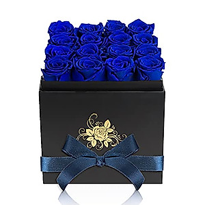 Perfectione Roses Luxury Preserved Roses in a Box, Royal Blue Real Roses Valentines Day Gifts for Her, Mothers Day Gifts, Birthday Gifts for Women