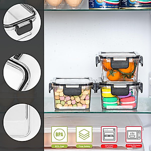 Moretoes 3pcs 450ml Airtight Food Storage Containers with Lids, Plastic Stacktable Storage Meal Prep Lunch Containers (3 Containers, 3 Lids)