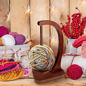 HEH Wooden Yarn Holder for Knitting and Crocheting, Magnetic Yarn Ball Holder with Anti-Slip Pads, Yarn Holder Spinner for DIY Crafts, Crochet Gift for Knitting Lovers