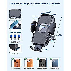 Decvamix Phone Mount for Car [Sturdiness & Flexible Arm] Hands Free Durable Car Phone Holder Mount Big Phone & Thick Case Friendly Dashboard Air Vent Windshield Compatible iPhone Samsung Galaxy Moto