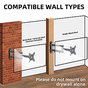 Suptek TV Wall Mount Swivel Tilt Rotation Full Motion Adjustable Articulating for Most 15- 32 inch LED, LCD Monitor Wall Mount VESA 75,100 (MA2720)