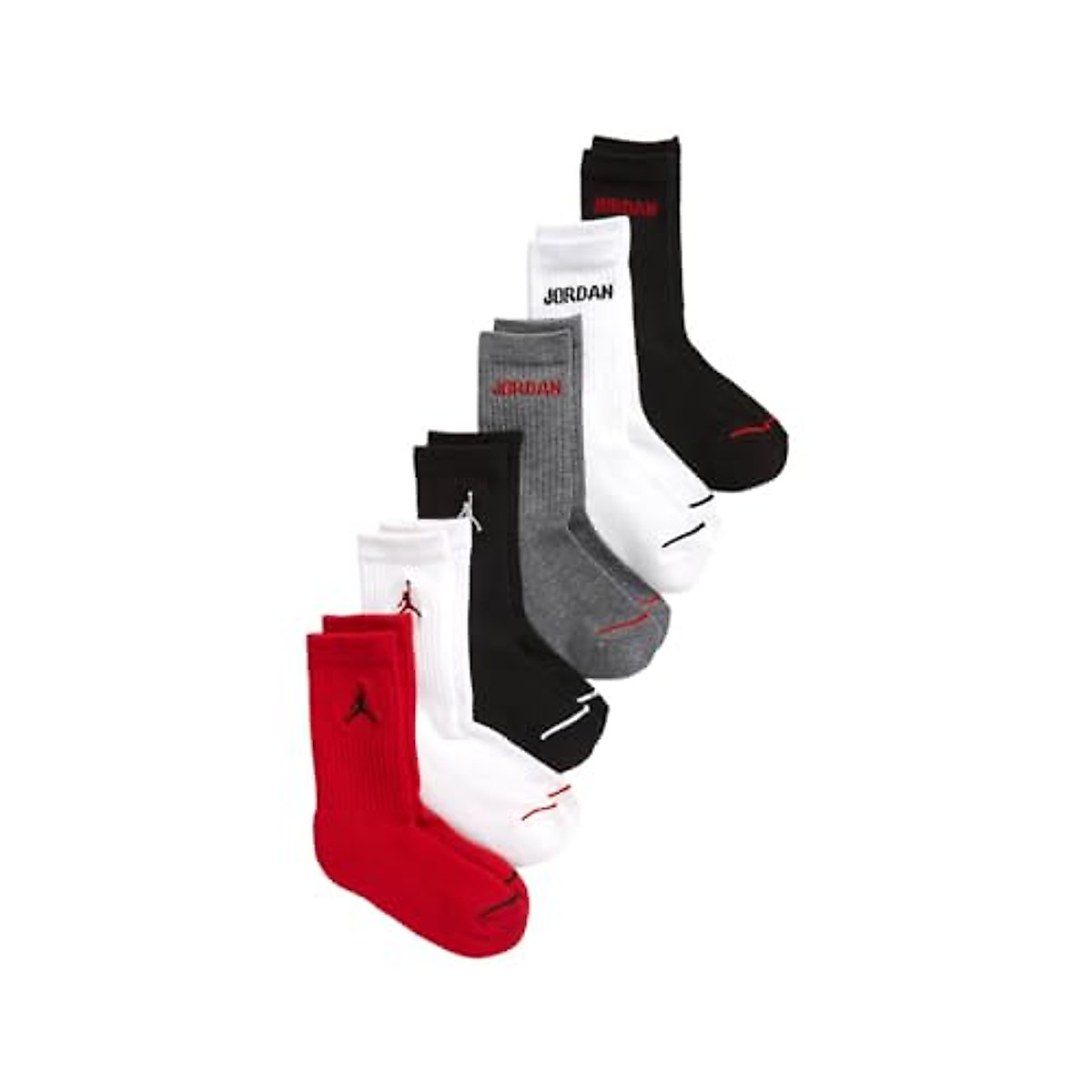 Jordan Boys 6-Pk. Crew Socks Shoe Size 3Y-5Y/Sock Size 7-9
