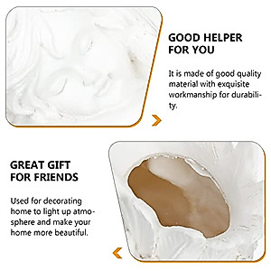 YARDWE Angel Figurine Pen Holder Succulent Planter Pot Angel Head Face Planter Pot Cement Cactus Flower Holder Bonsai Container for Indoor Garden Plants