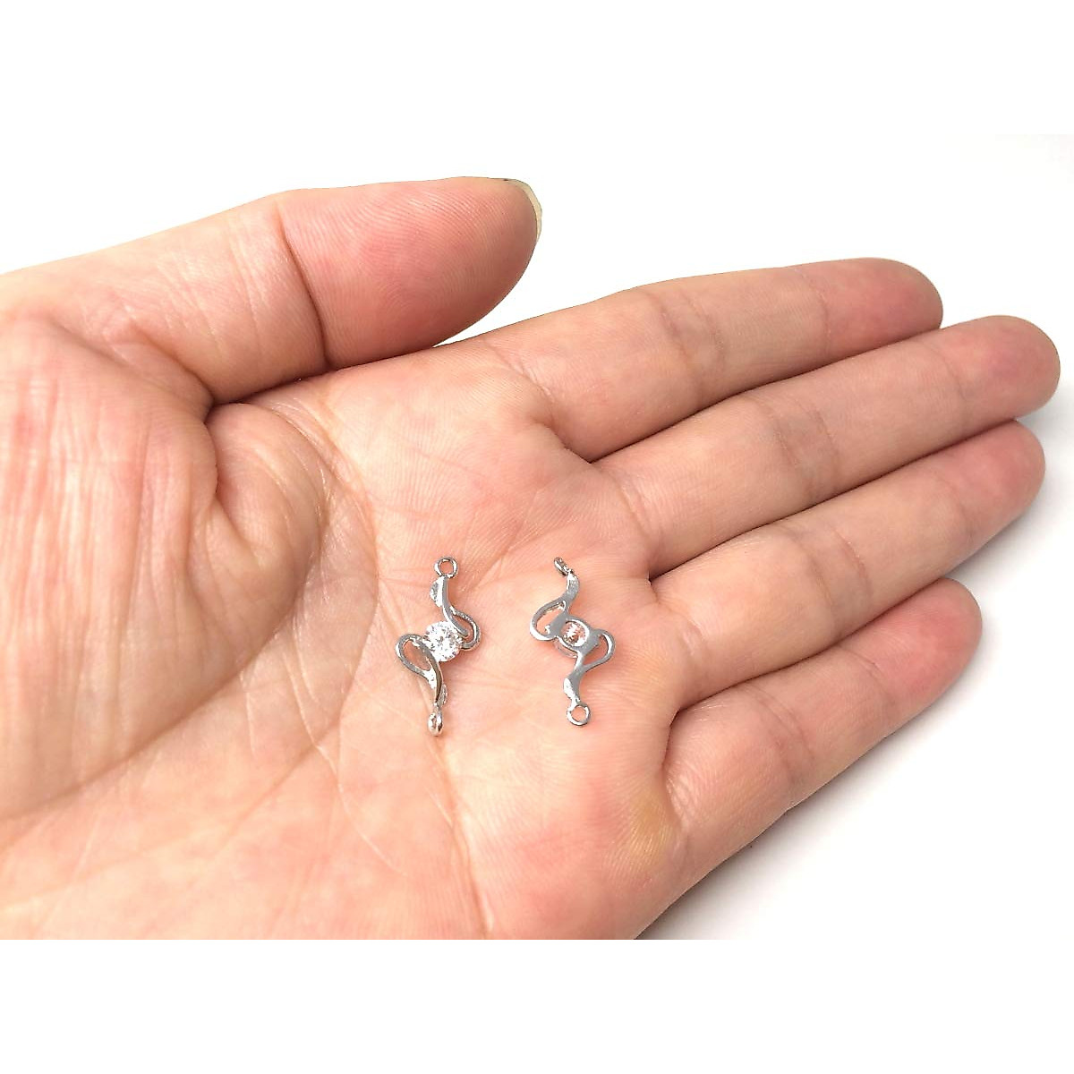 4pcs Adabele Authentic Sterling Silver 19mm Cubic Zirconia CZ Diamond Connector Jewelry Findings for for Earrings Bracelet Necklace Jewelry Making SS37