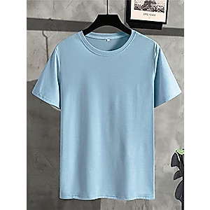 SOLY HUX Men's Graphic Tees Letter Print Short Sleeve Casual Summer T Shirts Tops Blue S