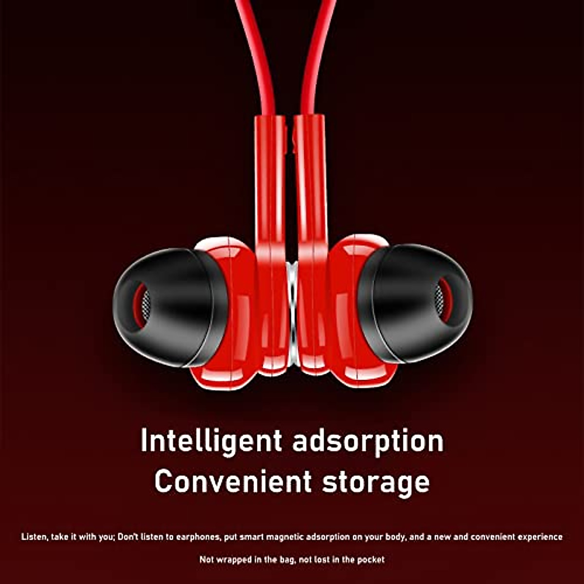 Neckband Bluetooth Headphones,HD Stereo Wireless Sports Earphones,Around Neck Bluetooth Headphones Noise Cancelling Mic,Magnetic Attraction