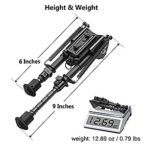 CVLIFE 6-9 Inches Carbon Fiber Bipod with Adapter for M-Rail