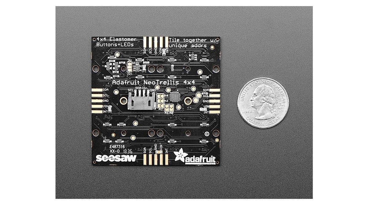 Adafruit NeoTrellis RGB Driver PCB for 4x4 Keypad - Colorful LED Buttons