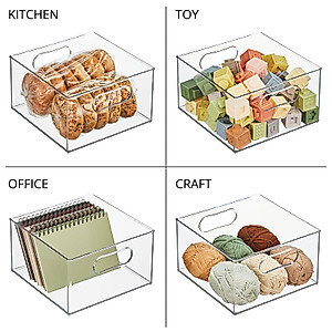 mDesign Deep Plastic Stackable Storage Organizer Container Bin, Bath & Shower Organization for Cabinet, Cupboard, Shelves, Counter, or Closet - Holds Shampoo, Vitamins, Ligne Collection, 2 Pack, Clear