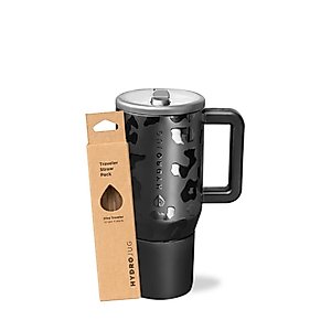 HydroJug Black Leopard 20oz Traveler + Replacement Straws