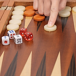 Yellow Mountain Imports Wooden Inlaid Backgammon Set, Cascadia - with Acrylic Playing Pieces & Wooden Dice Cups, 17-inch Board