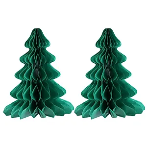 Amosfun 2pcs Christmas Tree Honeycomb Xmas Hanging Ornaments for Christmas Party Decoration