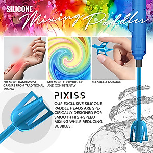 Epoxy Resin Mixer Silicone Paddles - 3 Reusable Pixiss Multipurpose Bidirectional Paint Stirrer for Drill Epoxy & Paint Mixer Drill Attachment - Paint Stirrers Epoxy Stirrer - Paint Mixer for Drill