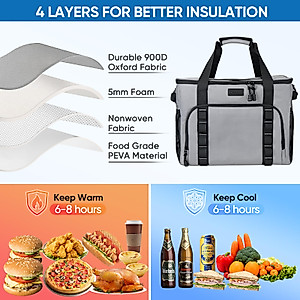 BALEINE Extra Large Soft Cooler Bag, Portable Leakproof Cooler, 40/60 Cans Volume for Beach, Camping, Kayaking, Travel, and Road Trips (9.5 Gallon, Black)