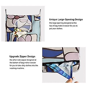 susiyo Multi-colored Abstract Flowers Hanging Laundry Hamper Bag with Free Adjustable Stainless Steel Hooks 2PCs PVC Sticky Hooks Foldable Dirty Clothes Storage Saving Space for Bathroom Bedroom Dorm