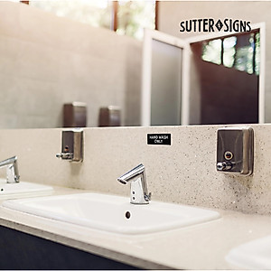 Hand Wash Only Sticker Signs | Workplace Hygiene Reminder for Restaurants, Commercial Kitchens, Hospitals, Clinics, and Medical Facilities (Pack of 2)