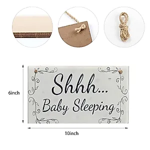 CAKIROTS Shhh Baby Sleeping-Baby Sleeping Sign Front Door Decor Newborn New Baby Gift Do Not Disturb Sign 10 x 6 inch