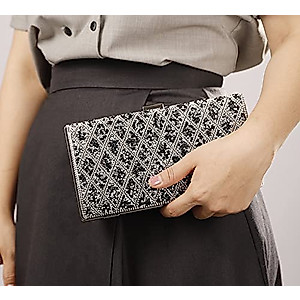 Sither Rhinestone Handbag Purses for Women Evening Handbag Purses Crystal Clutch Purses Medium Sparkly Clutches Shoulder Chain Bags for Party Prom Christmas Gift (black)