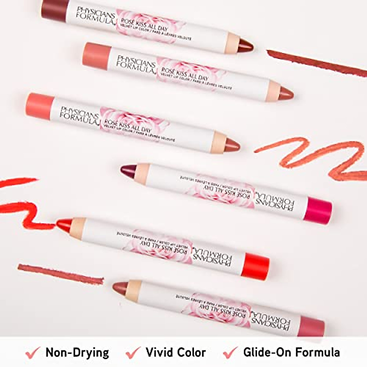 Physicians Formula Rosé Kiss All Day Velvet Lip Color Pillow Talk | Dermatologist Tested, Clinicially Tested