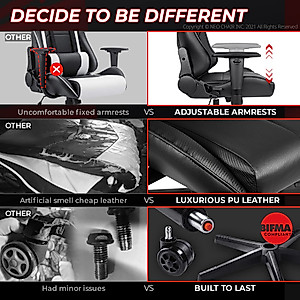 N-GEN Gaming Chair Computer Ergonomic Office Adjustable Lumbar Support Racing Style High Back Desk Headrest Swivel Executive E-Sports Video Game PC Leather Height Reclining (1. Black)