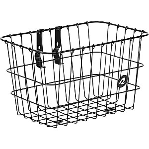 Retrospec Apollo X Steel Large Front Bike Basket - Fixed Struts, Weather-Resistant Steel, Reinforced Handlebar Clamps, and Adjustable Legs