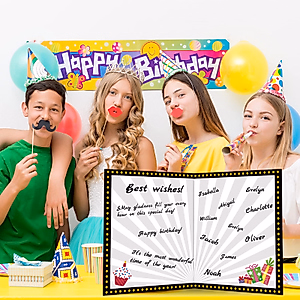 party greeting Jumbo Birthday Card Giant Guest Book Black Happy Birthday Party Decorations Supplies Gifts for Boys Girls -Large 14 x 22 inches