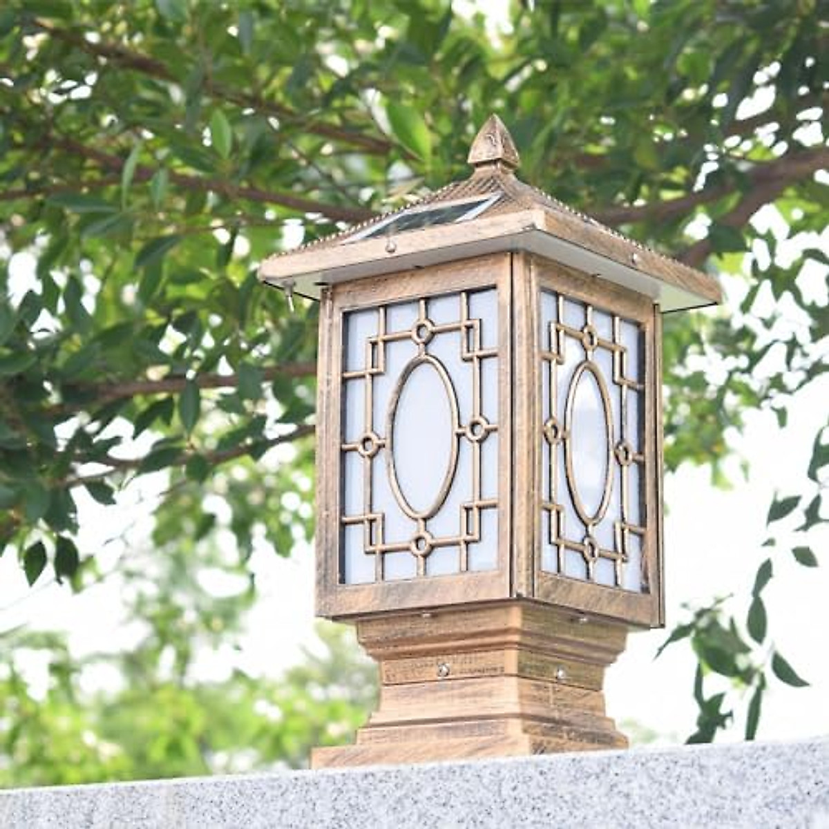 MODEBHD Automatic Switch Post Lantern, Pathway Outdoor Waterproof IP65 Aluminum Pillar Lamps, On/Off Solar Powered Post Lights, Villa Courtyard Lighting Fixtures