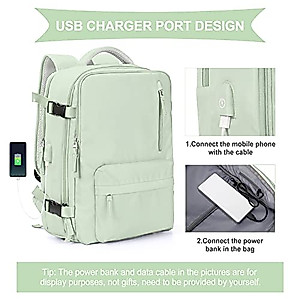 WONHOX Carry on Travel Laptop Backpack for Women Men Flight Approved,Backpack for Women Travel Bag Hiking Outdoor Sports Rucksack Casual Daypack, Mint Green