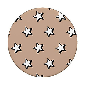 Minimal Neutral Aesthetic Star Print Tan PopSockets PopGrip: Swappable Grip for Phones & Tablets