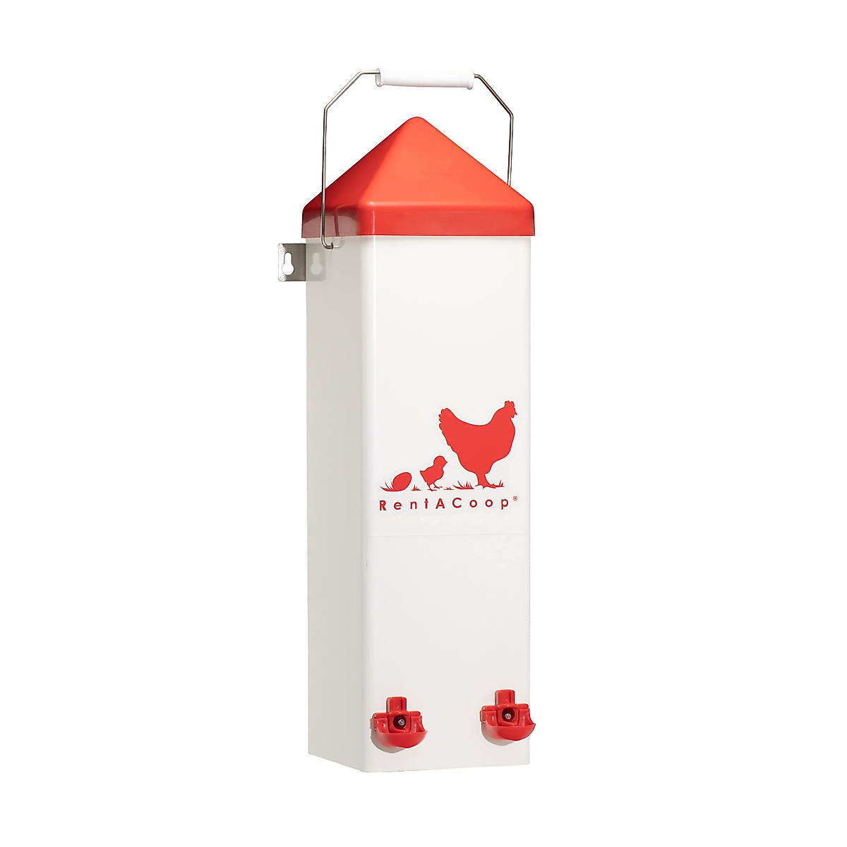 RentACoop 2 Gallon Chicken Waterer with Auto-Fill Cups, Horizontal Nipples, Anti-Roost Cone and Mounting Kit - Suitable for Chickens, Quail, Ducks, Geese, Turkey and More