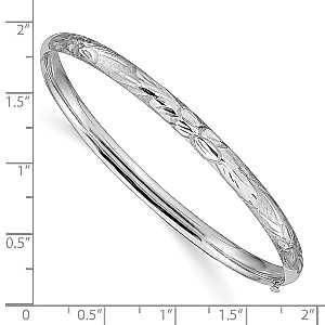 IceCarats 14K 4.75mm White Gold Florentine Hinged Bangle Bracelet