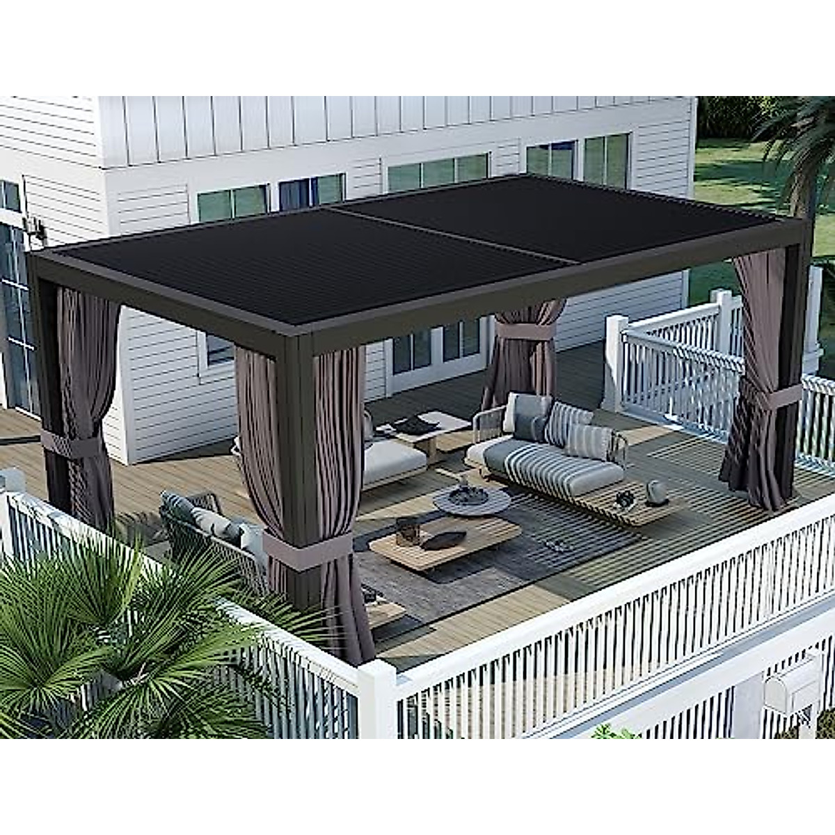 PURPLE LEAF Outdoor Louvered Pergola 10' × 13' Adjustable Metal Roof Hardtop Gazebo