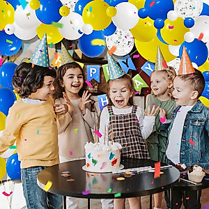 Blue Yellow White Balloon Garland Arch Kit, 116PCS Royal Blue Yellow White Silver Confetti Balloons for Birthday Bridal Baby Shower Wedding Engagement Anniversary Picnic Graduation Party Decorations