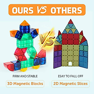 VATOS Magnetic Building Blocks 3D STEM Magnet Tiles Building Toys for Kids 44 PCS Creativity Educational Cubes Develop Motor Skills Montessori Sets Gift For Toddlers Boys Girls age 3 4 5 6 7+ Year Old