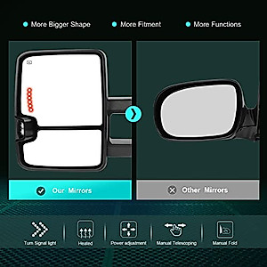 SCITOO Power Heated Chrome Towing Mirrors LED Signal Light fit 1999-2002 for Silverado/for Sierra Side Mirror Pair Set
