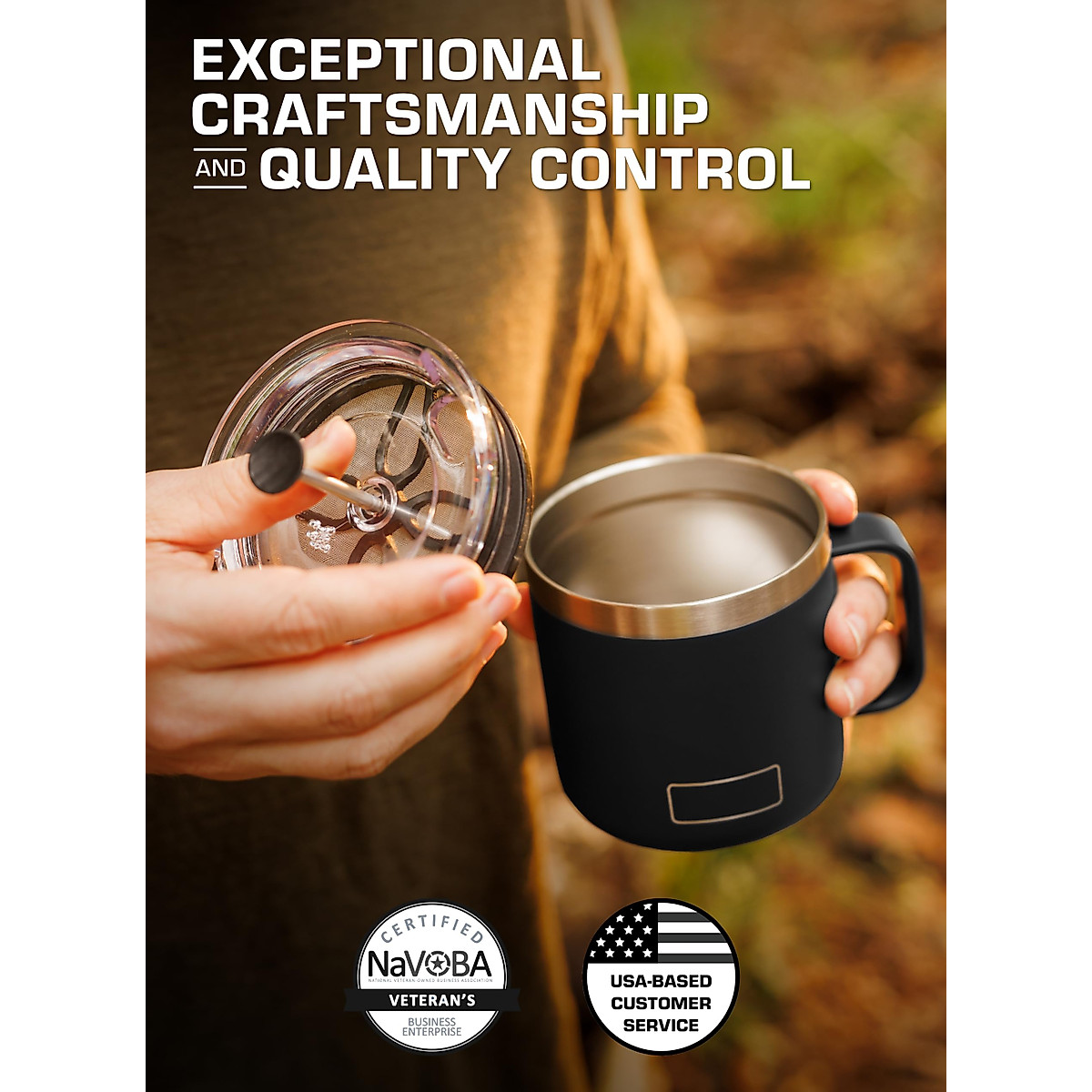 COLETTI Travel French Press compatible with YETI Rambler 14 oz — Travel Coffee Maker, Tumbler Accessories — Turn Your Tumbler Into a Travel Coffee Maker