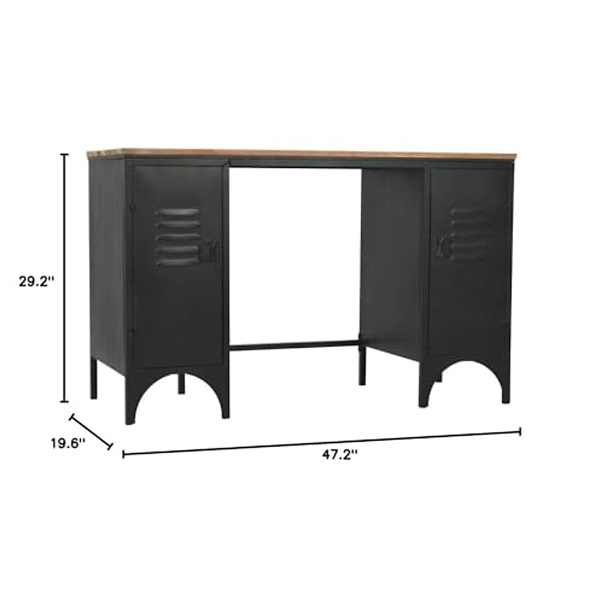 YUHI-HQYD Double Pedestal Desk,Secretary Desk,Studio Desk,Home Office Desks,with 2 Large Cabinets,Easy to Assemble,for Office or Home Study,Solid Firwood and Steel 47.2"x19.6"x29.9"