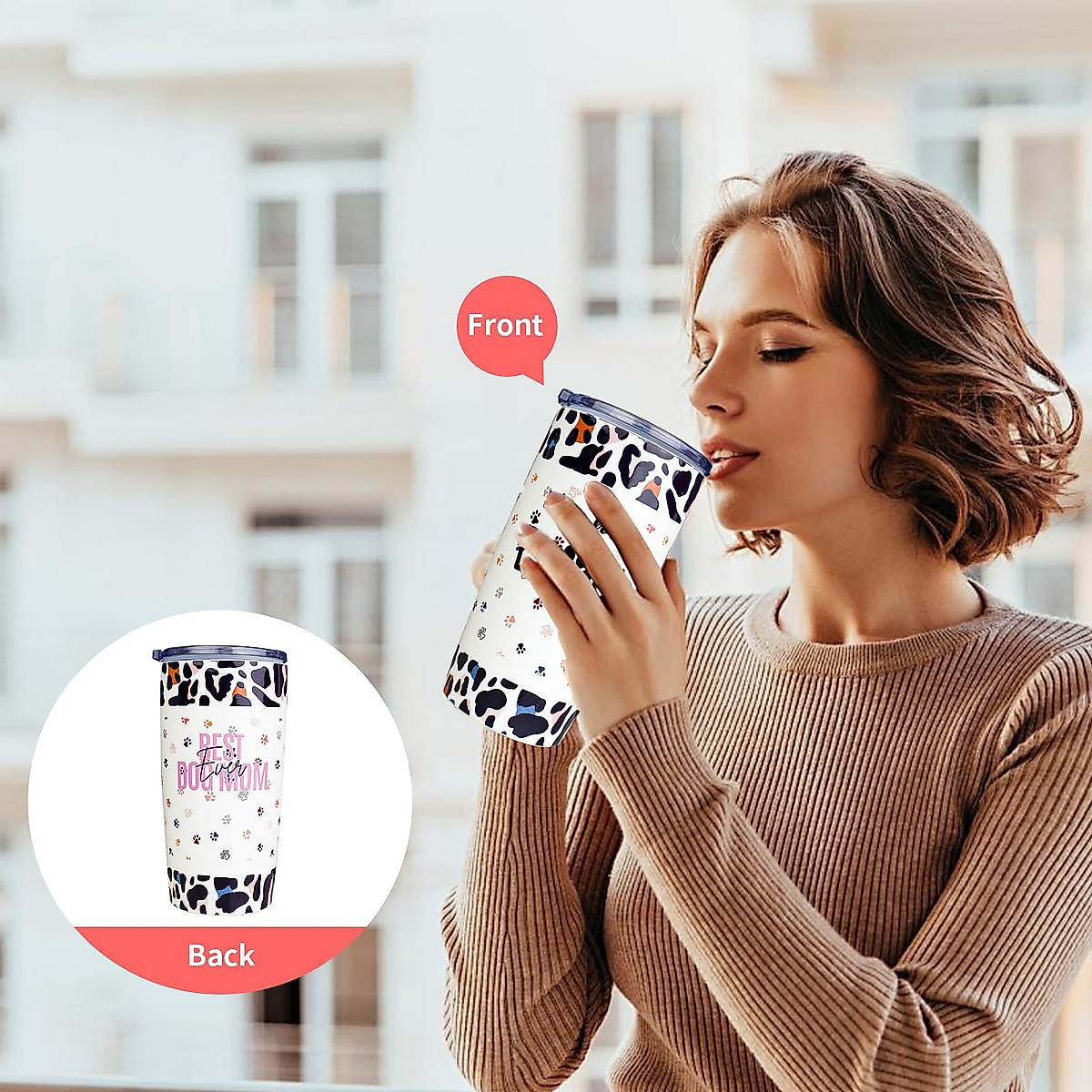 ONEHAUS Dog Mom Gifts For Women - Dog Mom Tumbler Gifts - 20oz Dog Lovers Gifts, Stainless Steel Insulated Tumblers Coffee Travel Mug Cup with Lid Mothers Day Birthday Gift For Dogs Lover-1 Pack