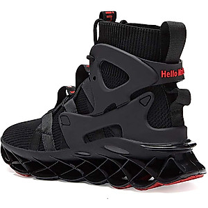 Hello MrLin Men's Running Shoes Non Slip Athletic Tennis Walking Blade Type Sneakers Hip Hop Black