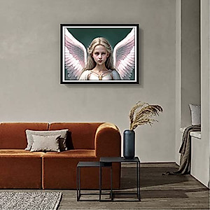 NIHO-JIUMA Diamond Painting Kits Angel Wings Girl, 5D Full Drill Diamond Art Kits Painting Gifts for Adult, Home Decor (12x16 Inches)