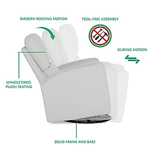 Evolur Habana Massager, Swivel, Easy Assembly Glider Chair, Misty Grey