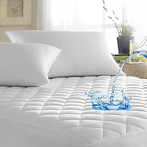 Abstract Waterproof Mini Crib Mattress Protector - Quilted, Fitted Cover for Bassinet - Breathable Crib Mattress Pad - Noiseless- Machine Washable - 24" x 38" Mini Crib, White