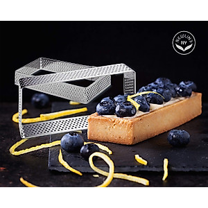 NewlineNY Stainless Steel 6 Pcs Perforated Oval Rectugular Square Tart Rings Molding Plating, Set of 6: 2 of each (13cm x 4cm 5" x 1.5") + (10cm x 5.5cm 4" x 1.5") + (7cm 2.8" square) x (2cm 0.8" H)