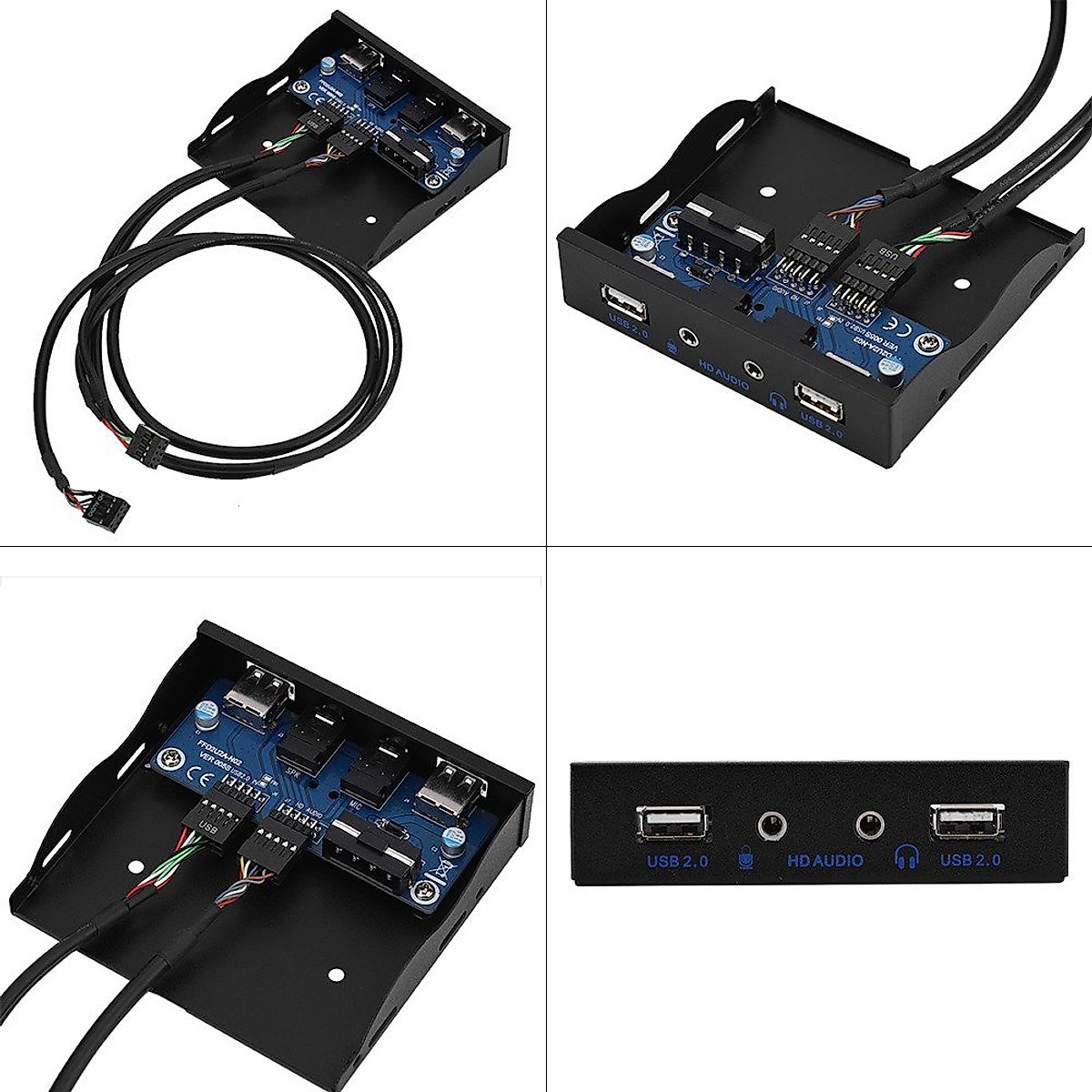 Richer-R Floppy Front Panel,USB2.0 HD-Audio Floppy Front Panel 3.5'' 9Pin to 2 USB2.0 Interface with Mic Audio